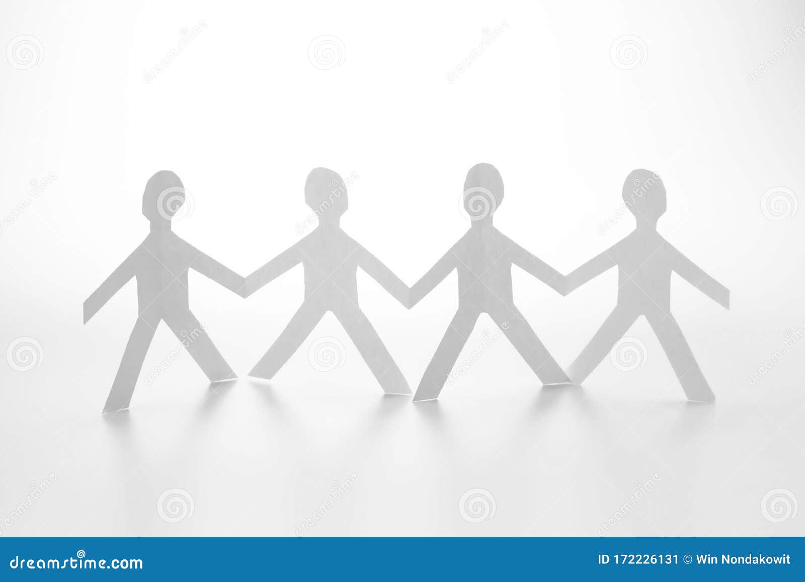 Human Chain Paper Doll on White Stock Image - Image of together ...