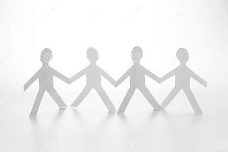 Human Chain Paper Doll on White Stock Image - Image of together ...