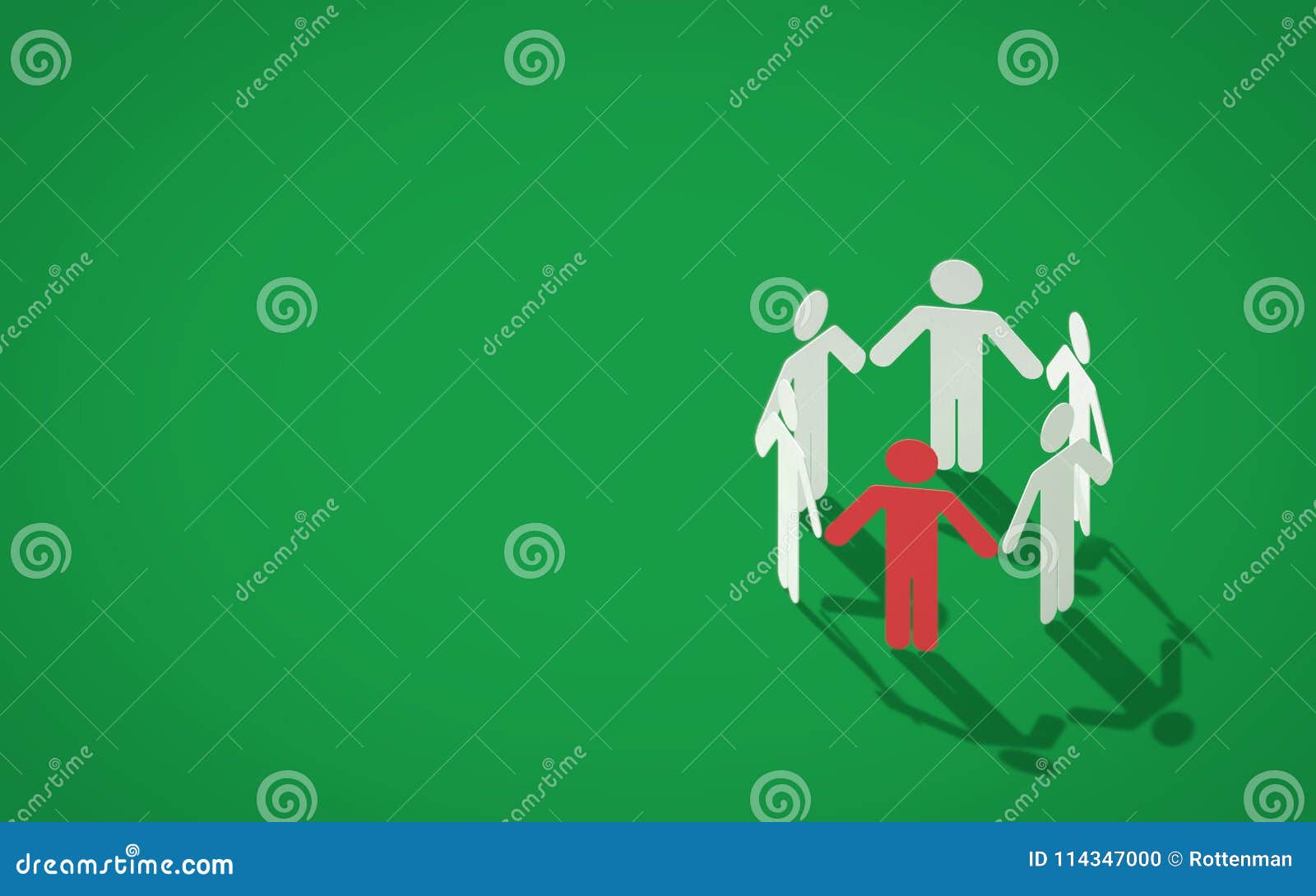 Human Chain Silhouettes Holding Hands On Green Background. 3d Re Stock ...