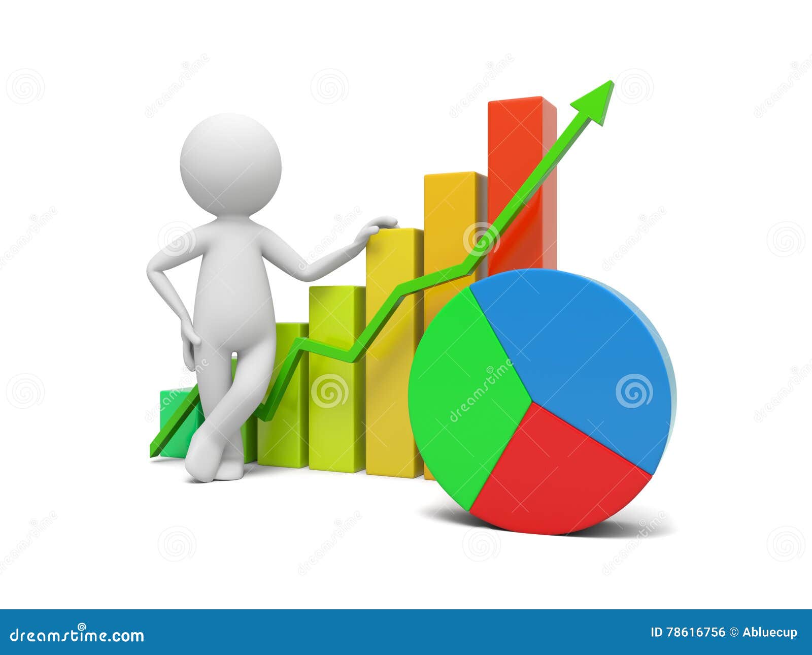 Human Character and Bar Chart Stock Illustration - Illustration of ...