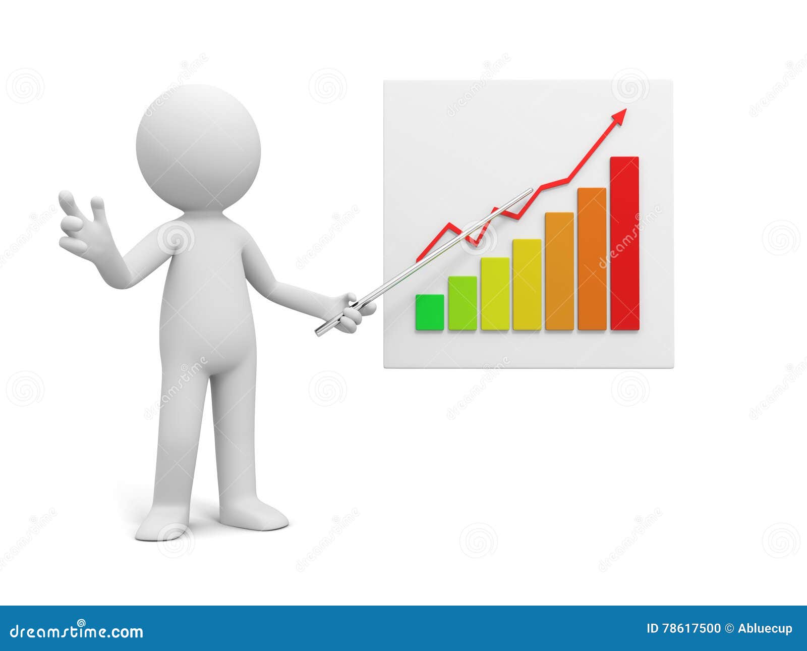 Human Character and Bar Chart Stock Illustration - Illustration of ...