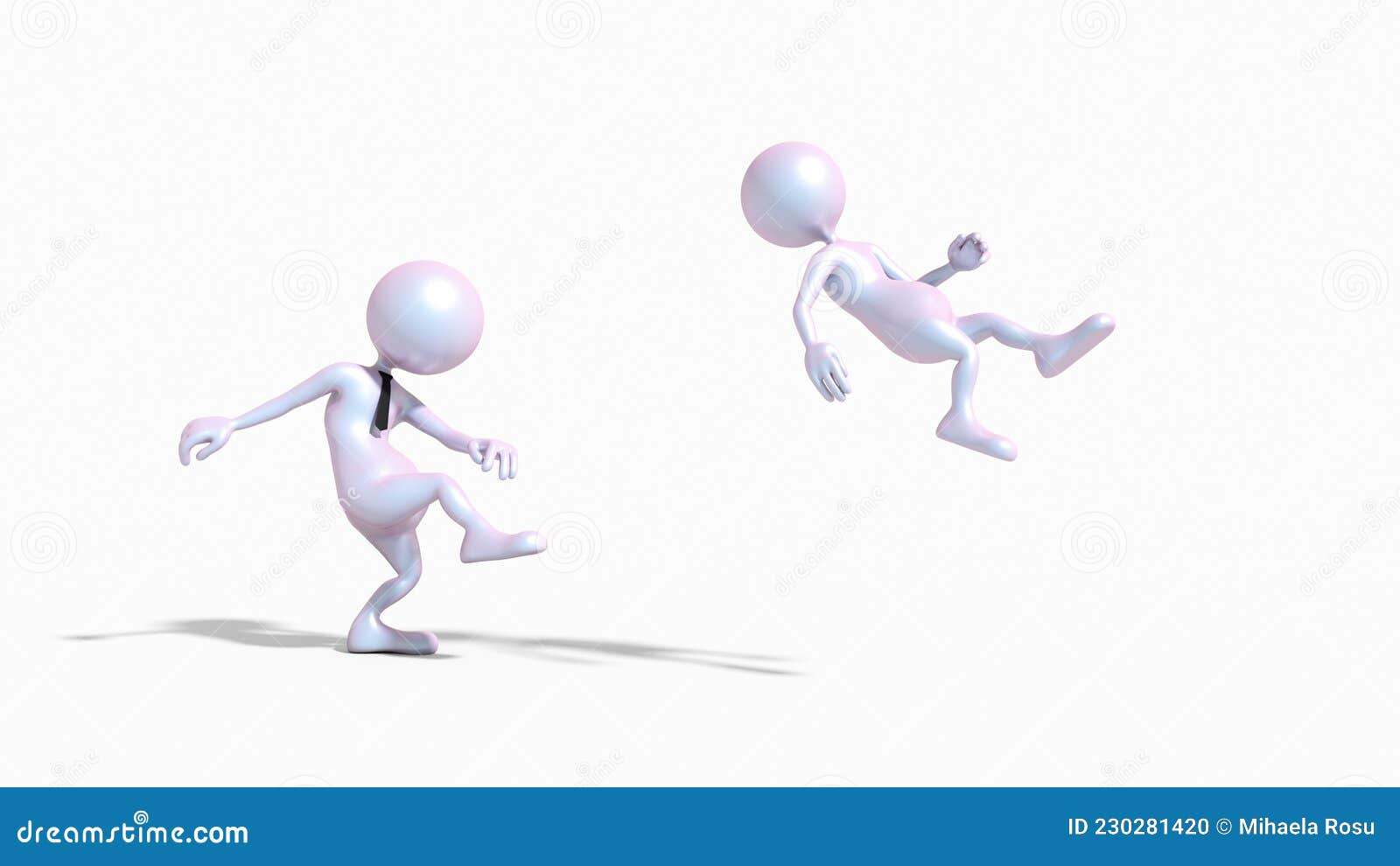 3D Character Kicking In The Butt Another Character Royalty-Free Stock ...