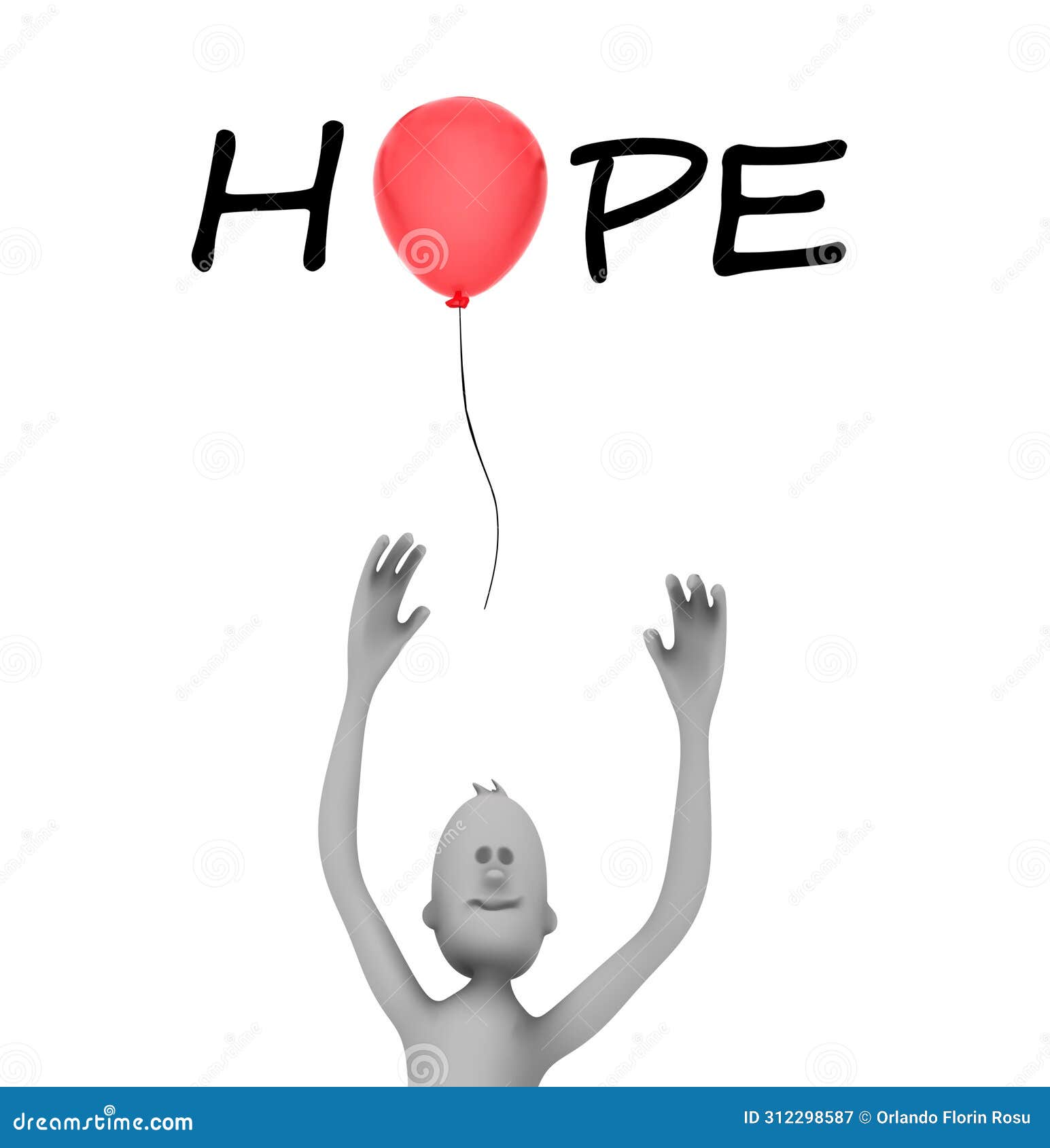 Human Character and Word Hope Stock Illustration - Illustration of help ...