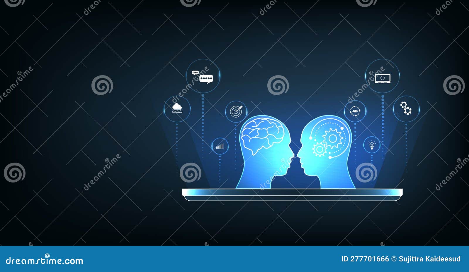 Human And Chat Messages Icon Form Lines, Triangles And Particle Style ...