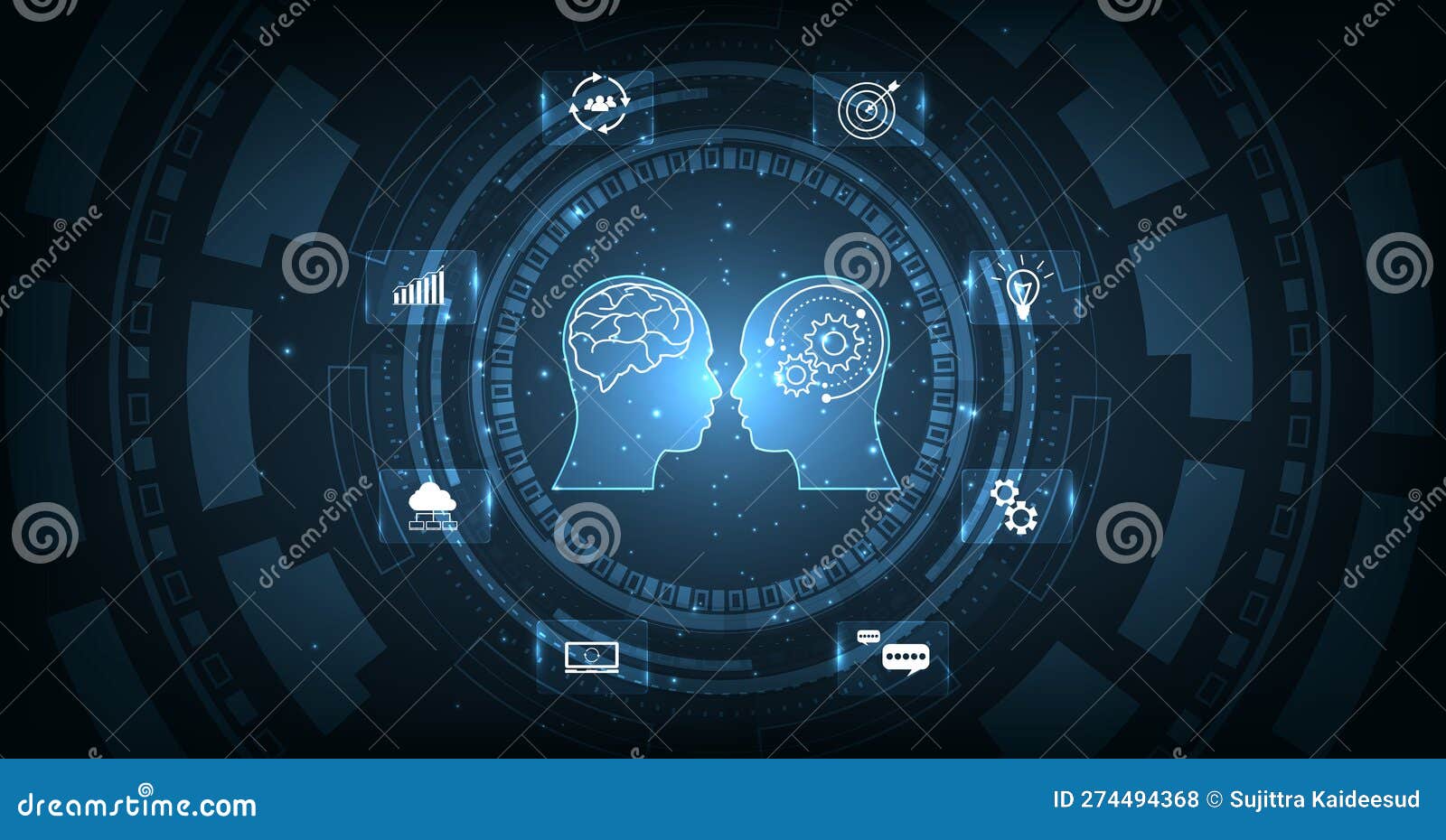 Human Chat with AI or Artificial Intelligence Stock Vector ...