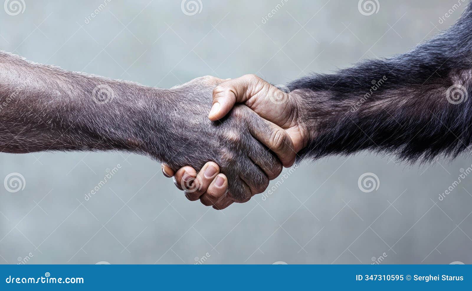 Human and Chimpanzee Hands Shake, Symbolizing Connection and ...