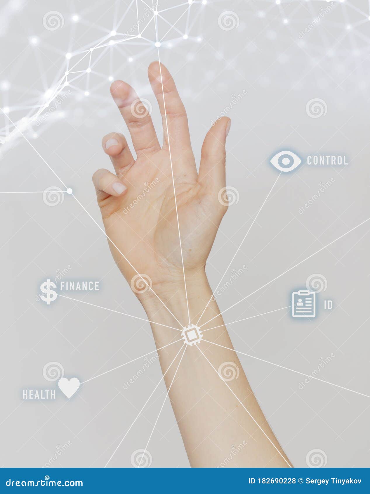 Human Chipping Concept, RFID Tags. A Male Hand With An Implantable Chip ...