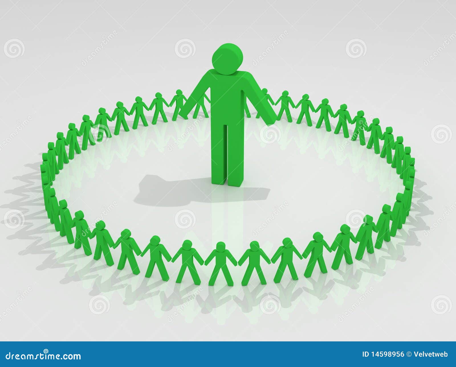 Human Circle with Leader Inside Stock Illustration - Illustration of ...