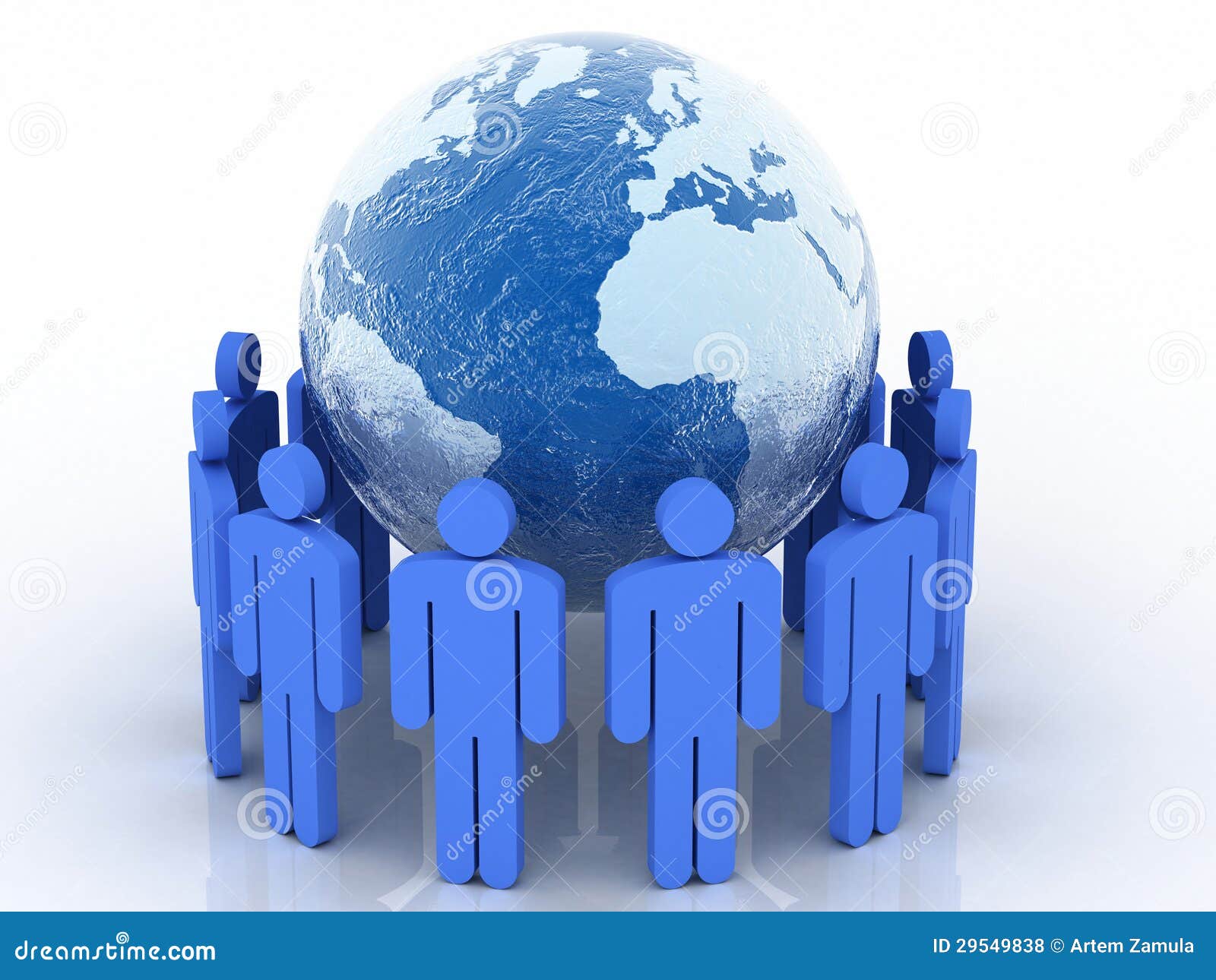 Human Circle with World Globe Stock Illustration - Illustration of ...