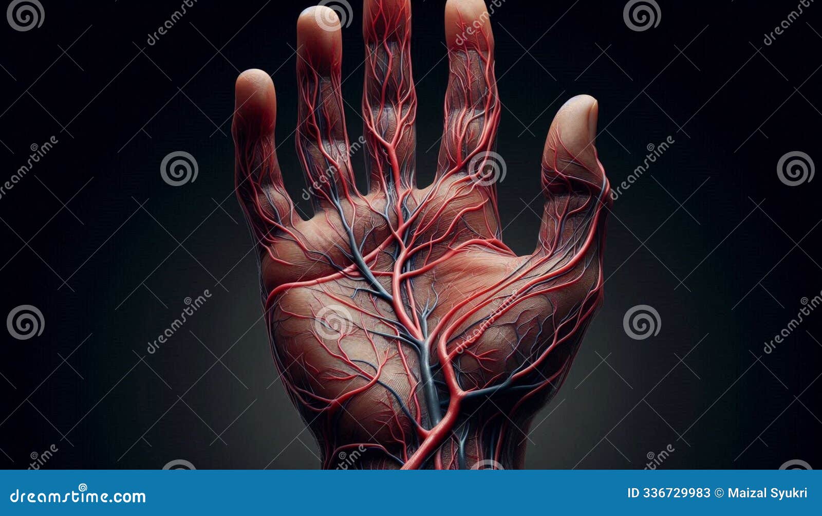 Human Circulatory System - Close-Up of Blood Vessels in Hand Stock ...