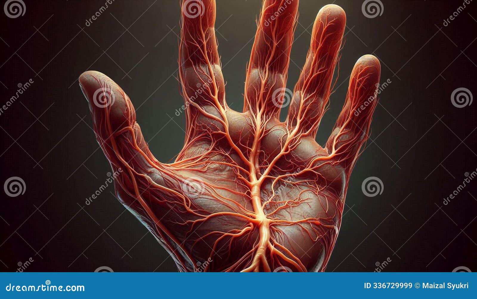 Human Circulatory System - Close-Up of Blood Vessels in Hand Stock ...