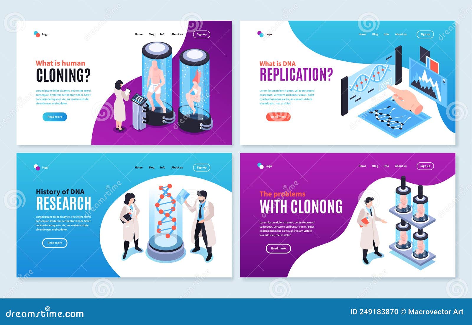 Human Cloning Isometric Banners Stock Vector - Illustration of ...