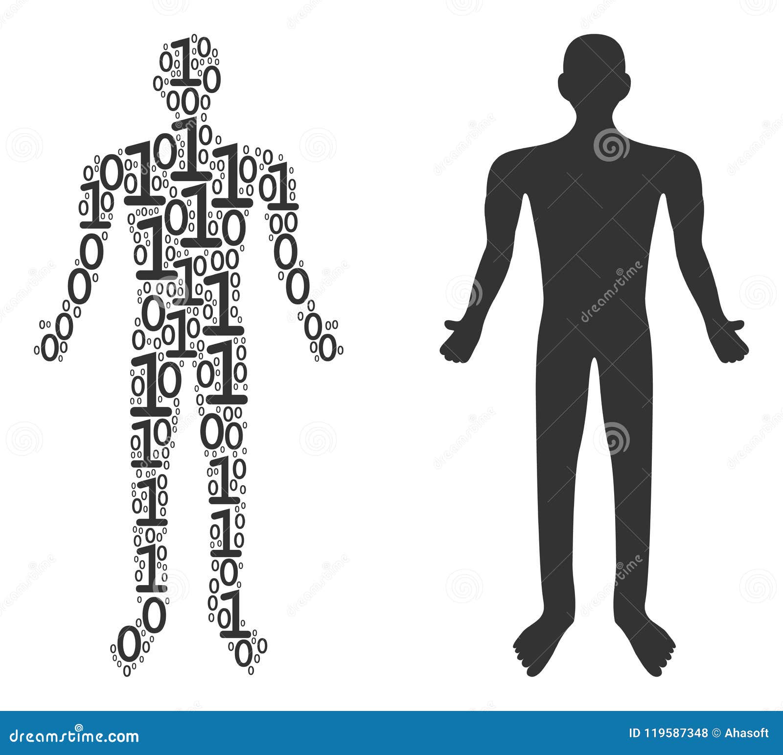 Human Collage of Binary Digits Stock Vector - Illustration of binary ...