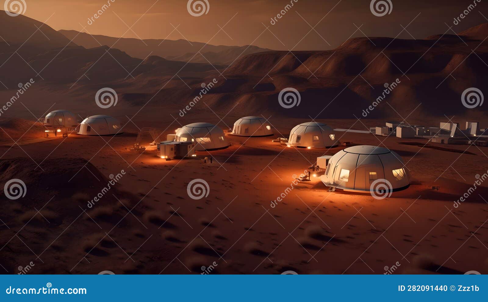 First Human Colony on Mars, Neural Network Generated Image Stock ...
