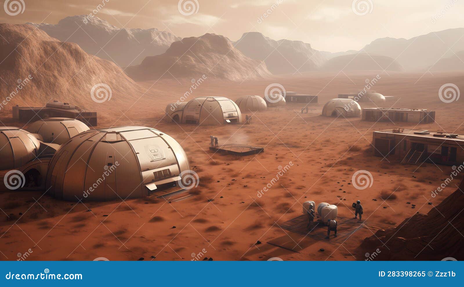 First Human Colony on Mars, Neural Network Generated Image Stock ...