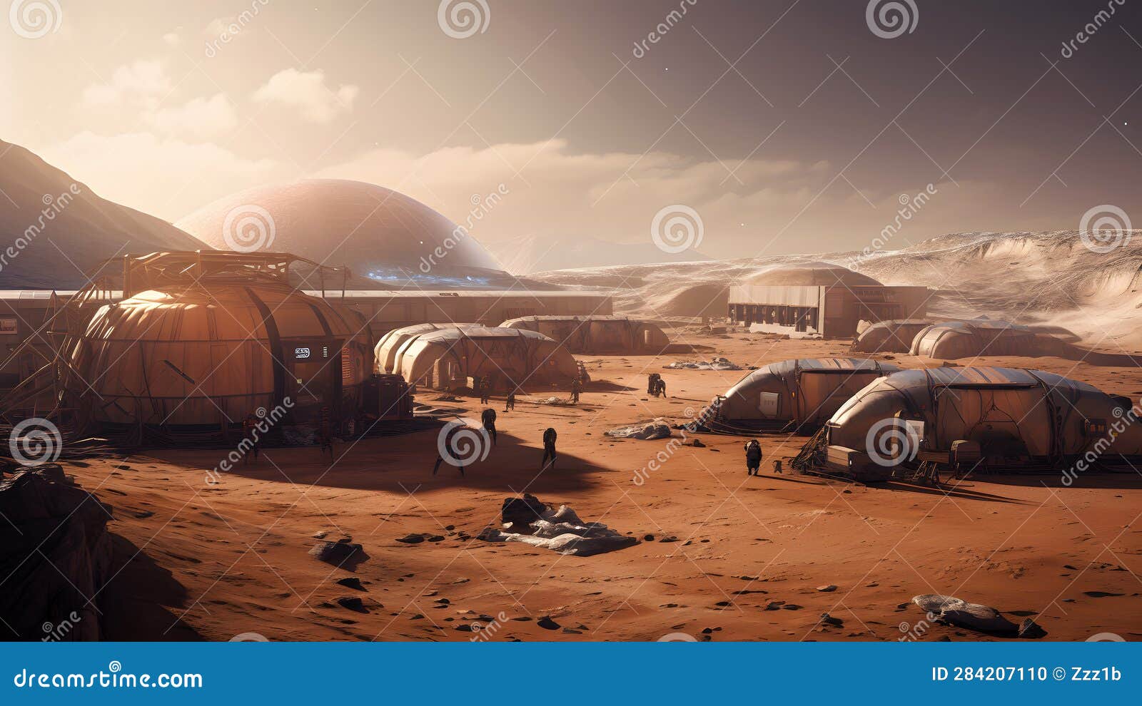 First Human Colony on Mars, Neural Network Generated Image Stock ...