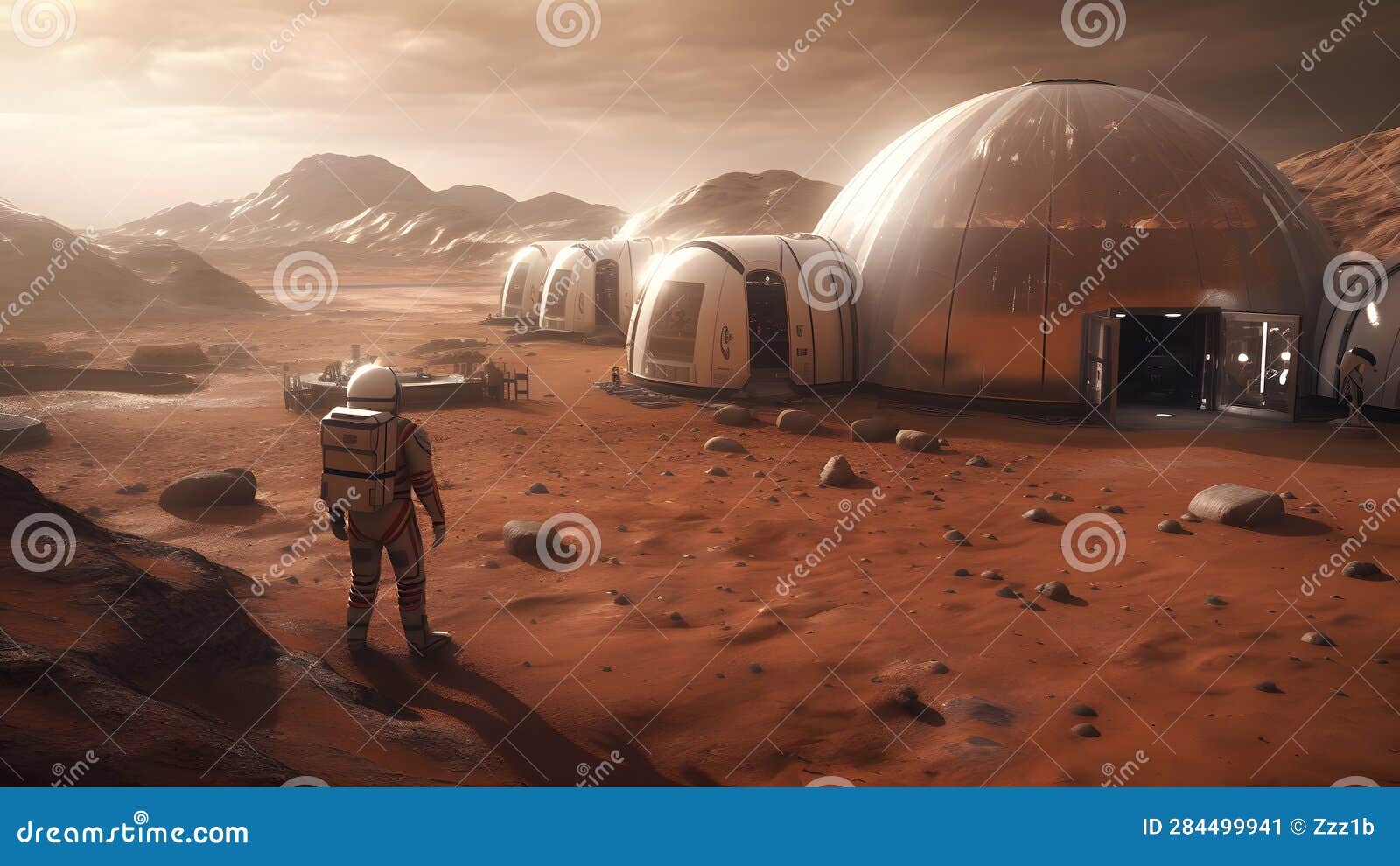 First Human Colony on Mars, Neural Network Generated Image Stock ...