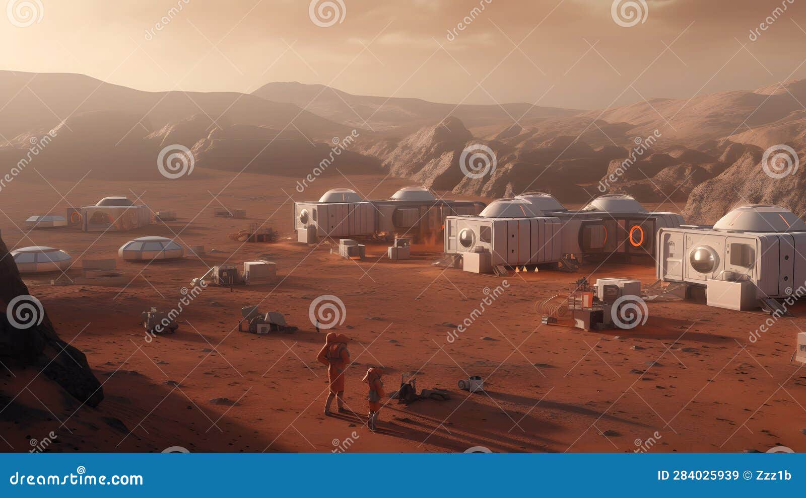 First Human Colony on Mars, Neural Network Generated Image Stock ...