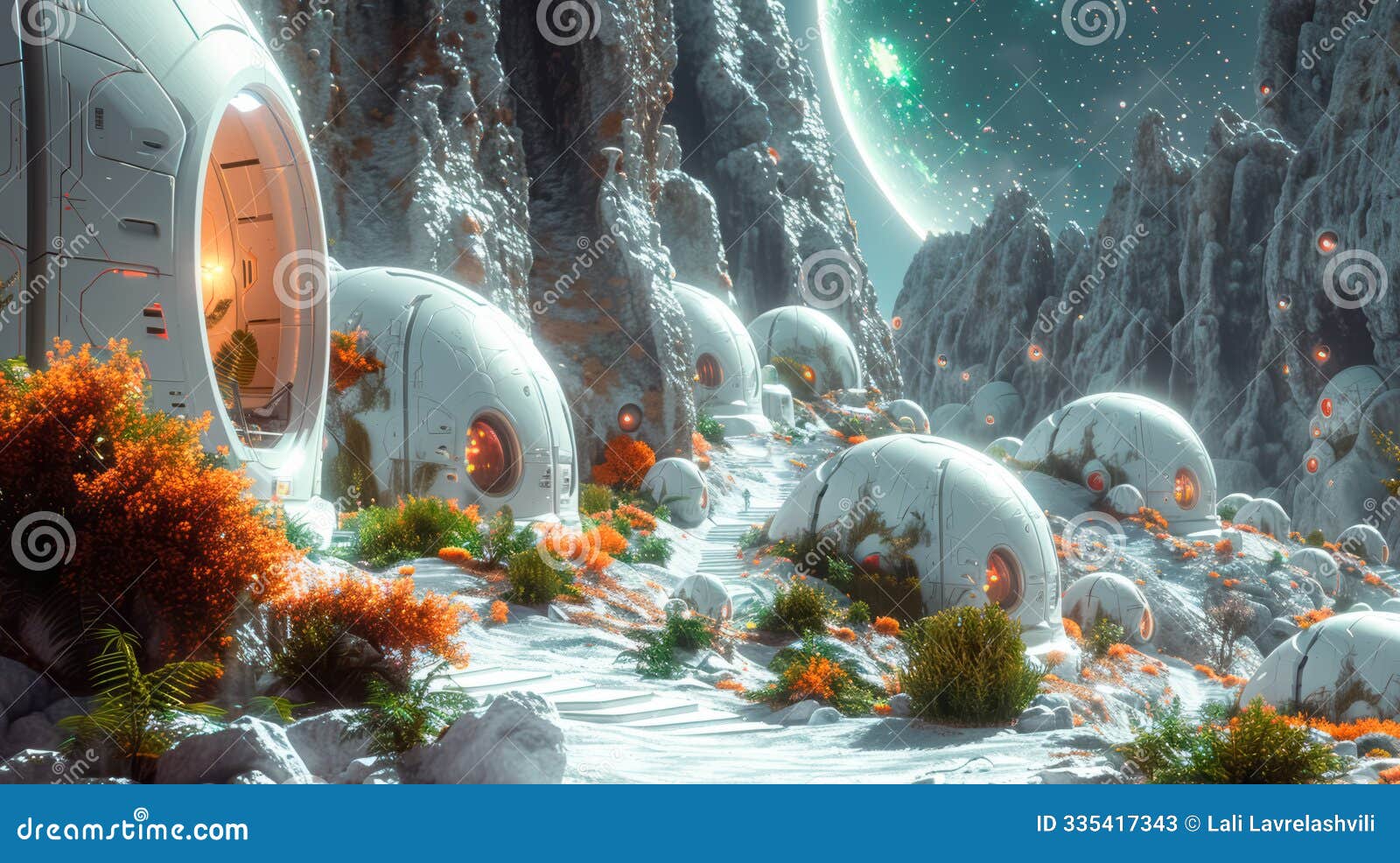 Human Colony on Unknown Planet, Surreal Mystical Fantasy Artwork Stock ...
