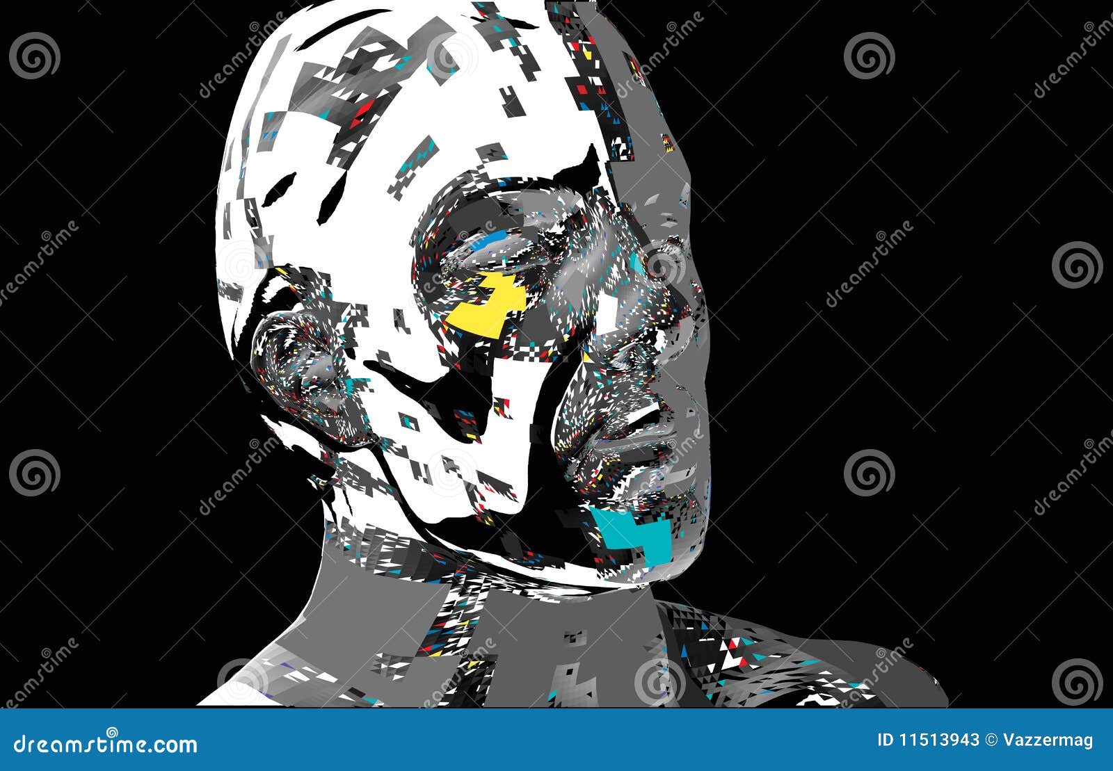 Human Computerized Digital Face. Stock Vector - Illustration of ...