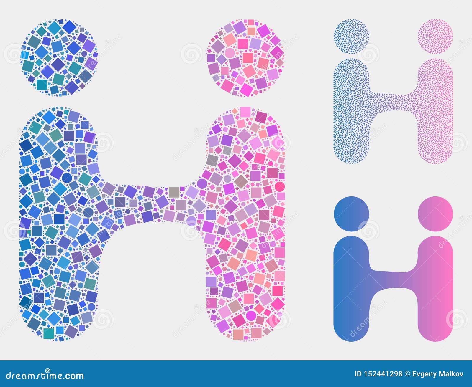 Human Conjugation Icon Collages of Squares and Circles Stock Vector ...