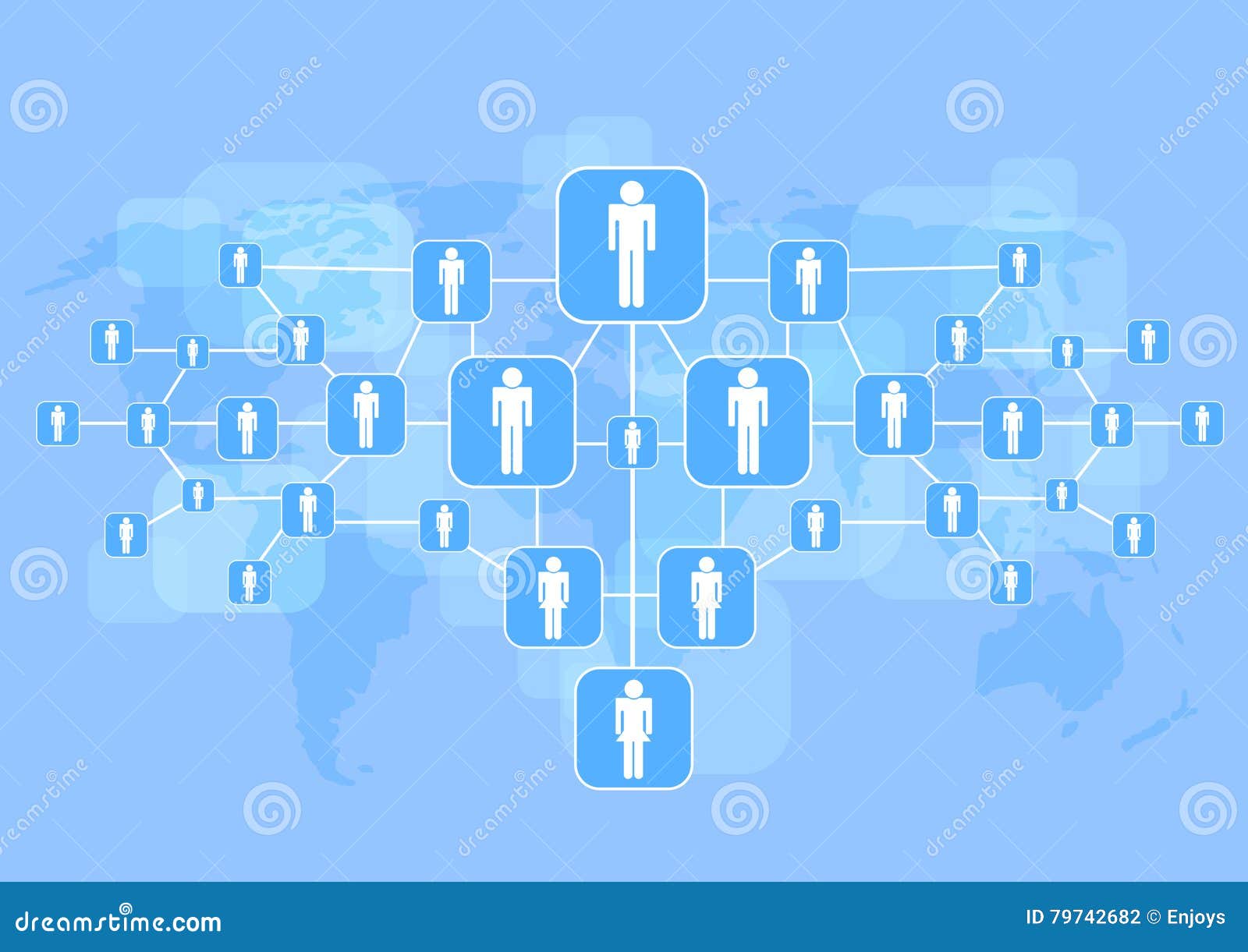 Human Connections on Blue Background Stock Illustration - Illustration ...