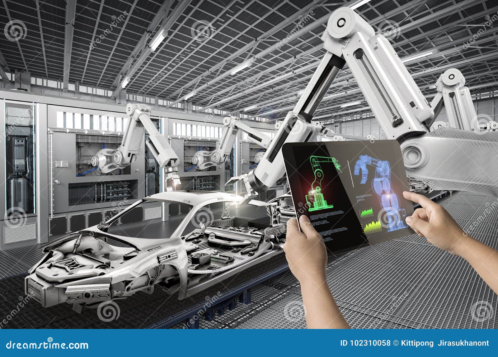 Human Control 3d Rendering Robot Stock Photo - Image of holding ...