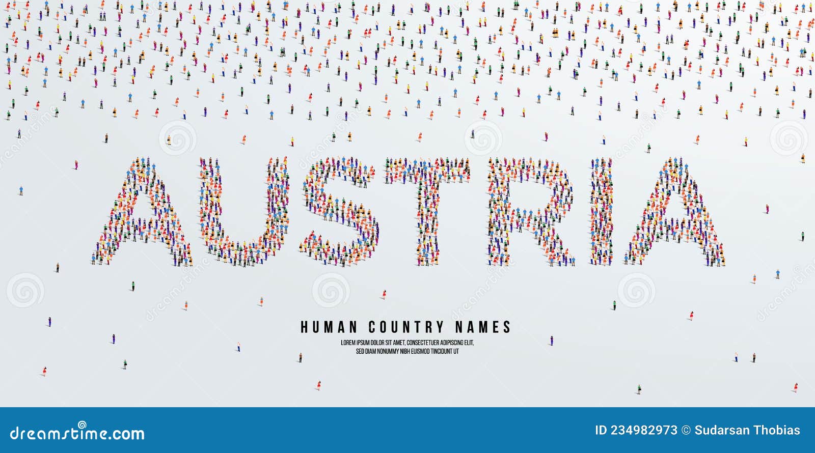 Human Country Name Austria. Large Group of People Form To Create ...