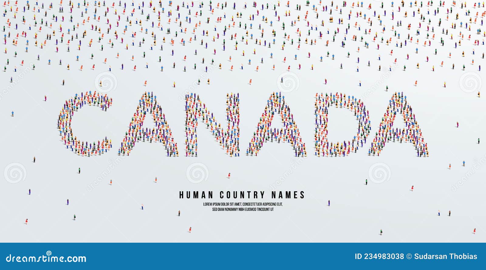 Human Country Name Canada. Large Group of People Form To Create Country ...