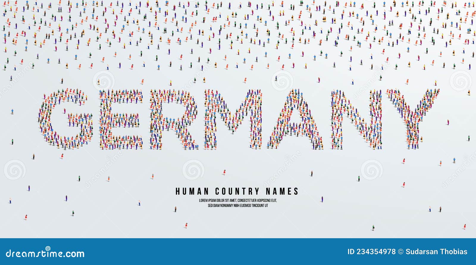Human Country Name Germany. Large Group of People Form To Create ...