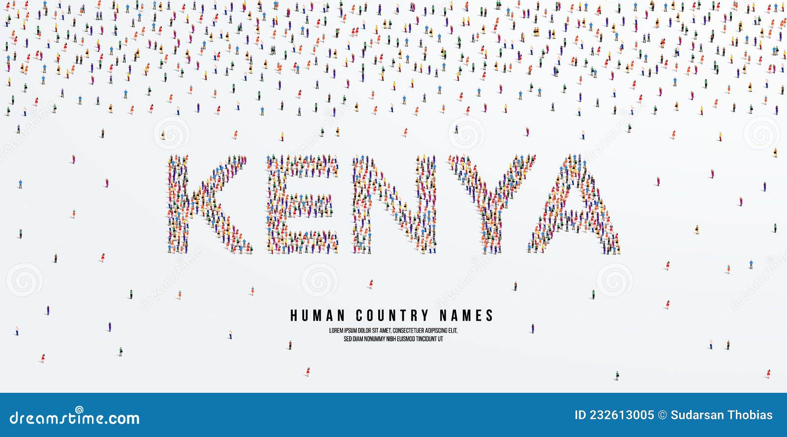 Human Country Name Kenya. Large Group of People Form To Create Country ...