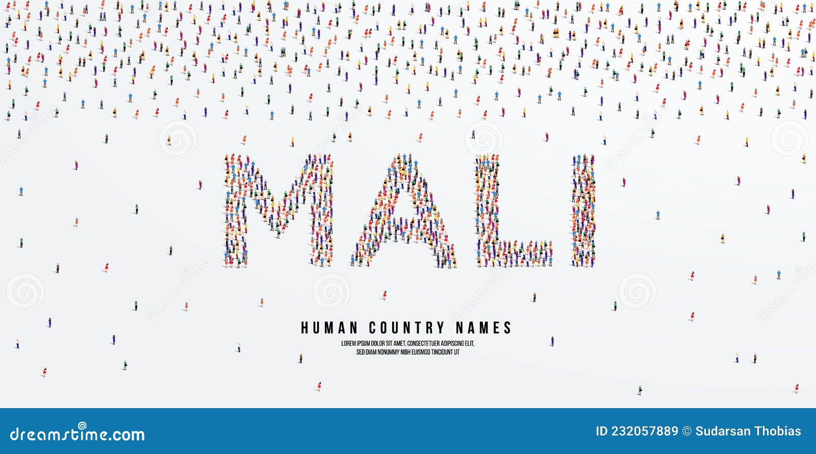 Human Country Name Mali. Large Group of People Form To Create Country ...