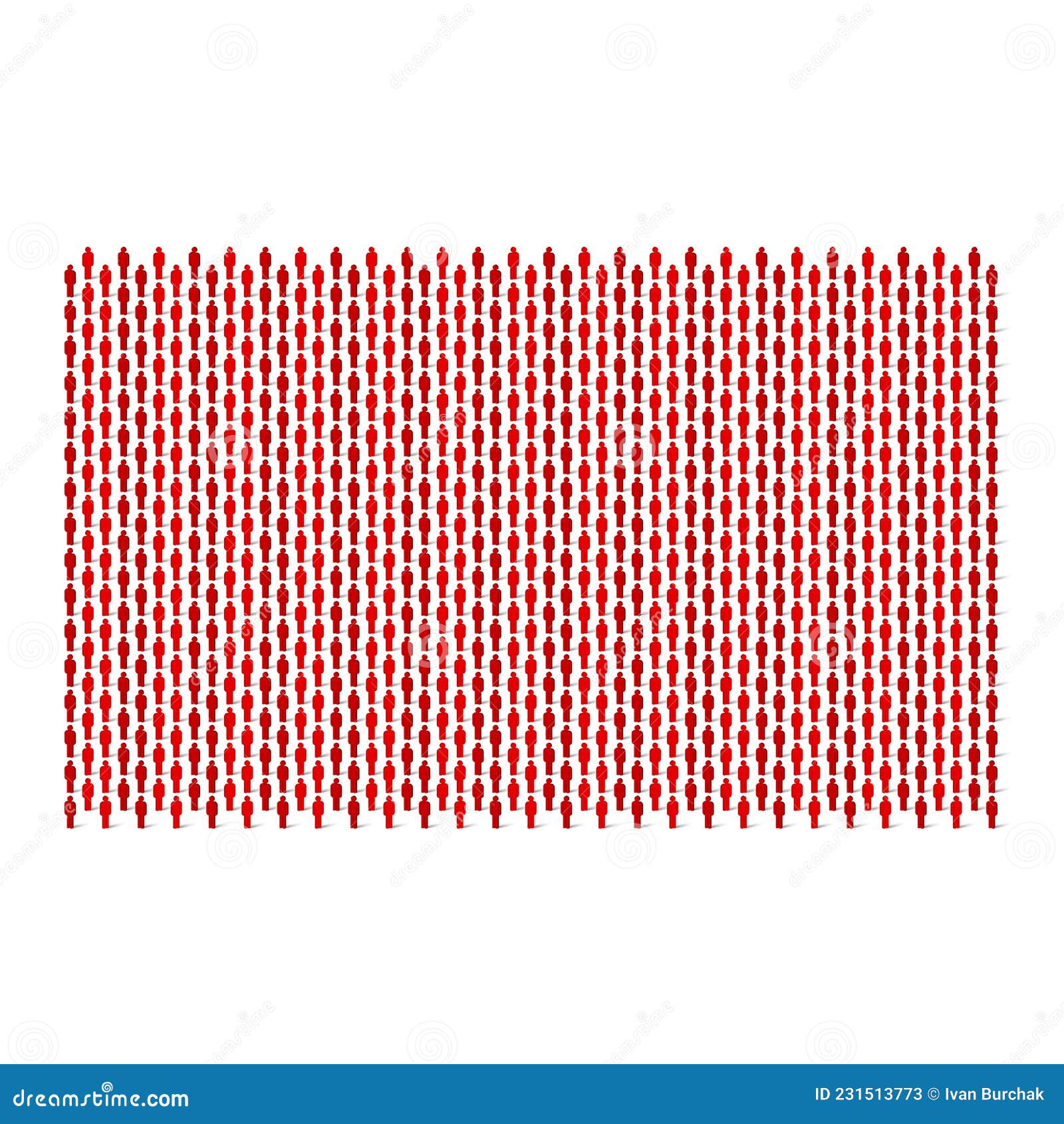 Human Crowd in the Shape of Rectangle. Stick Figure Red Simple Icons ...