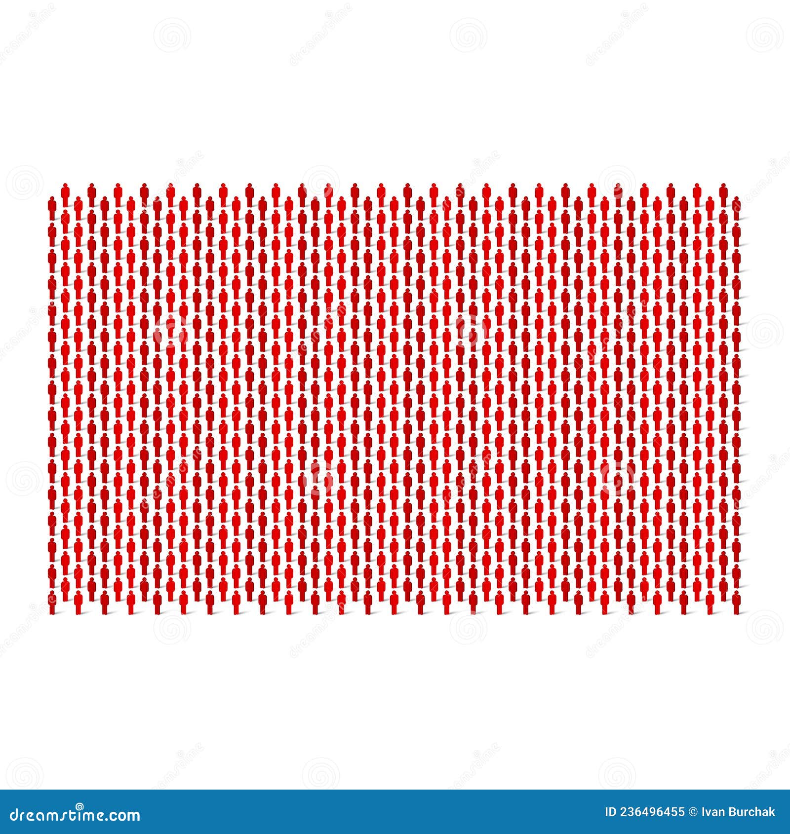 Human Crowd in the Shape of Rectangle. Stick Figure Red Simple Icons ...