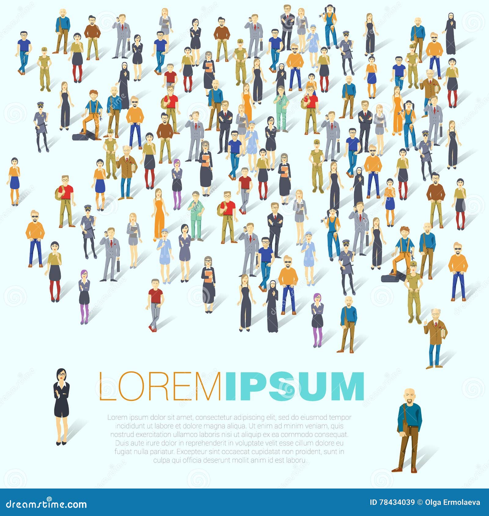 Human Crowd Vector Presentation Template Stock Vector - Illustration of ...