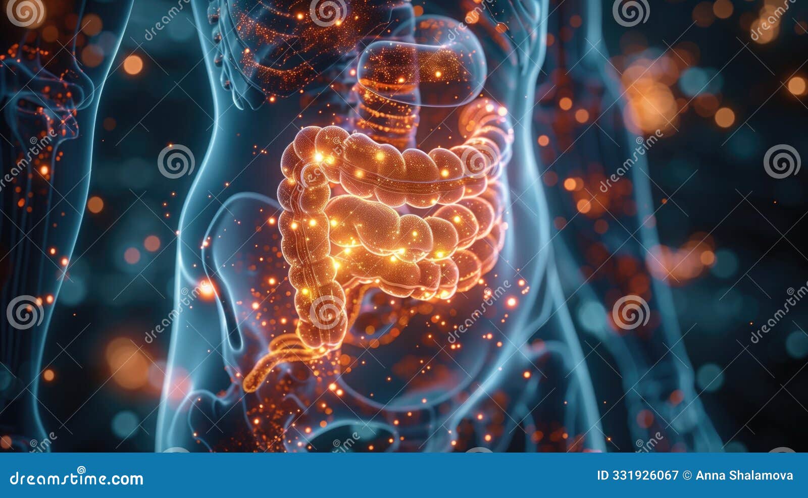 Human Digestive System Highlighted within a Virtual Anatomical Body ...