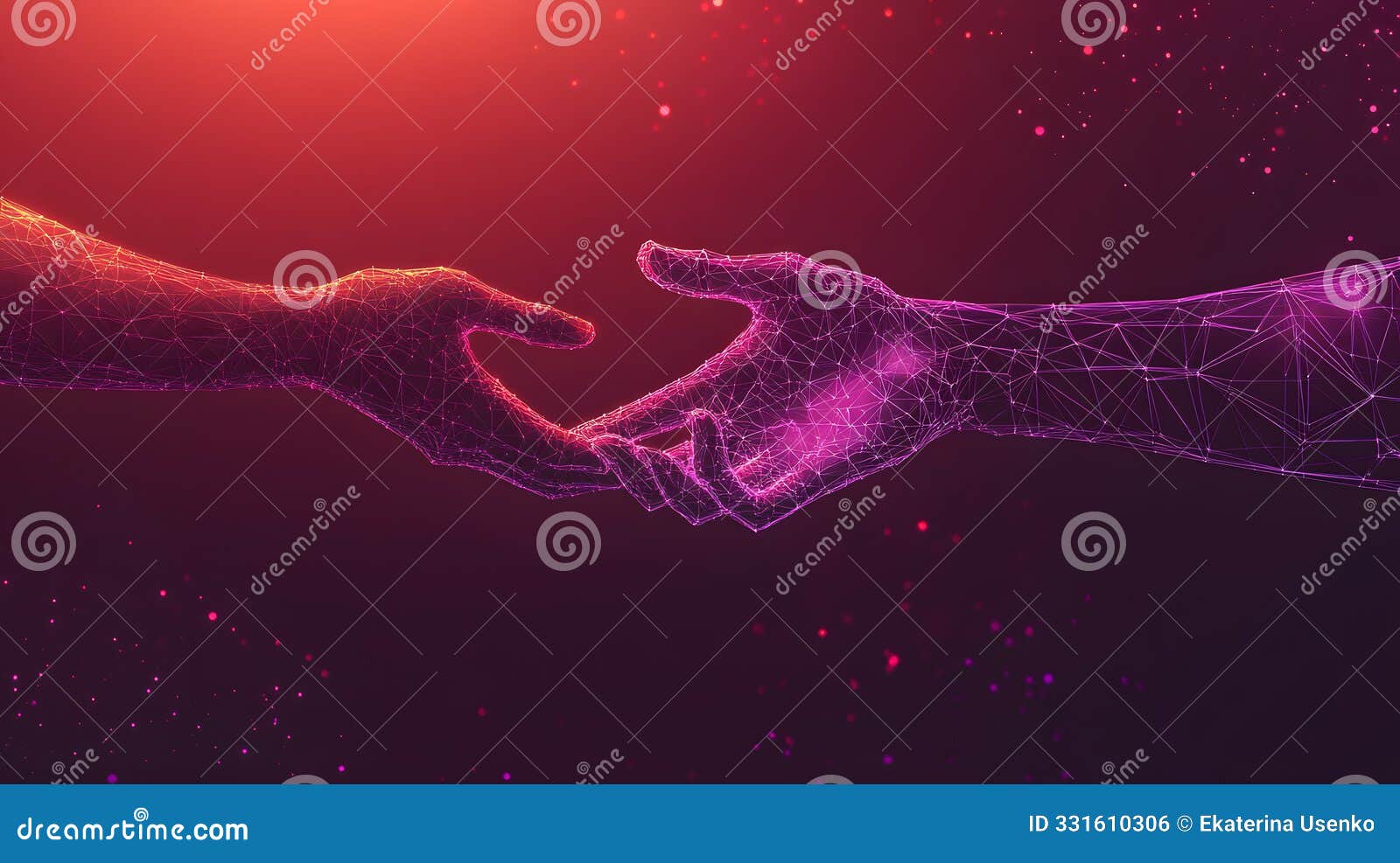 Human and Digital Hand Reaching for Connection Stock Illustration ...