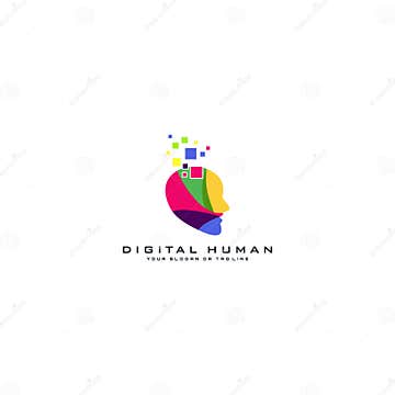 Human Digital Logo Design Vector Stock Vector - Illustration of modern ...