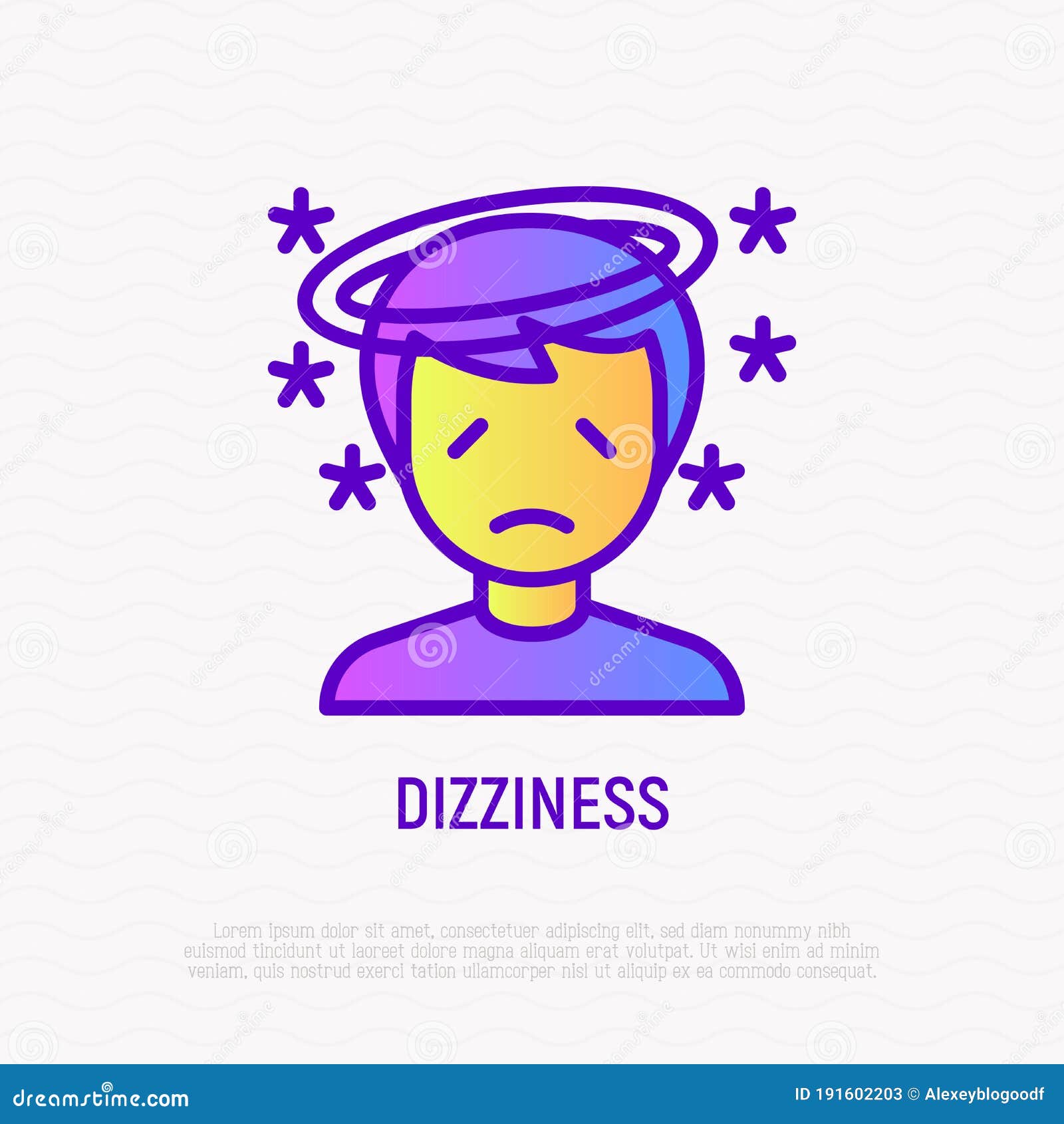 Human with Dizziness Thin Line Icon. Modern Vector Illustration of ...