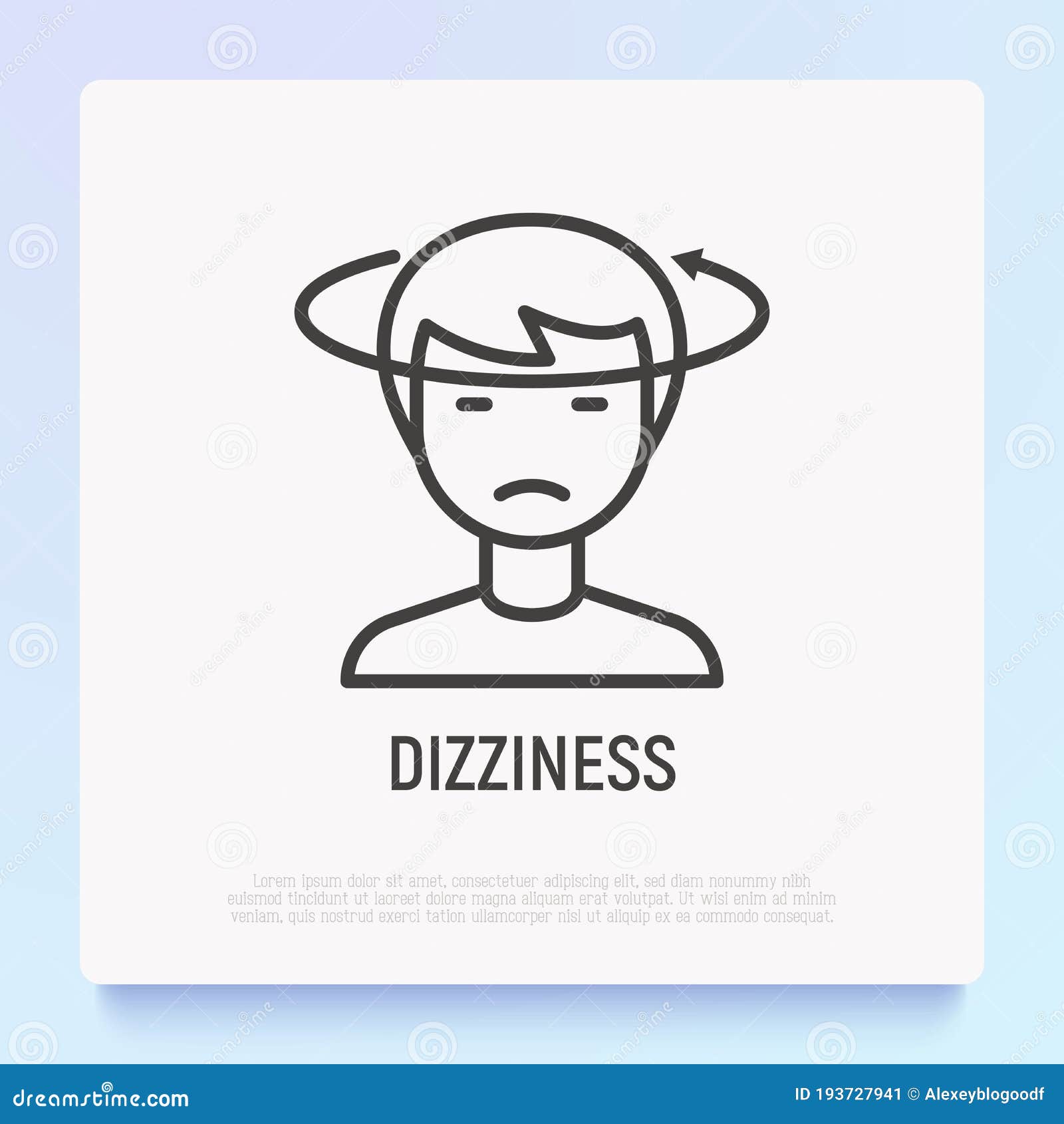 Human with Dizziness Thin Line Icon. Modern Vector Illustration of ...