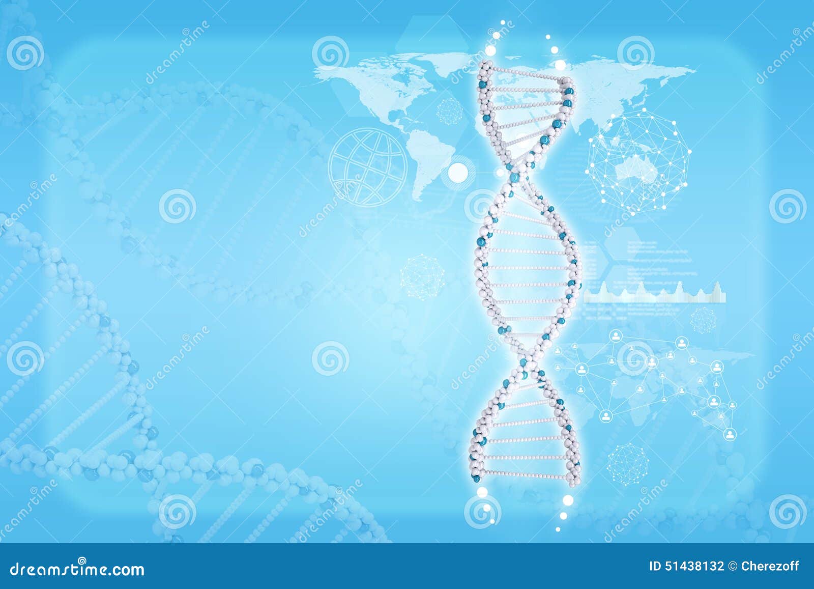 Human DNA. Background with Hexagon, World Map and Stock Illustration ...