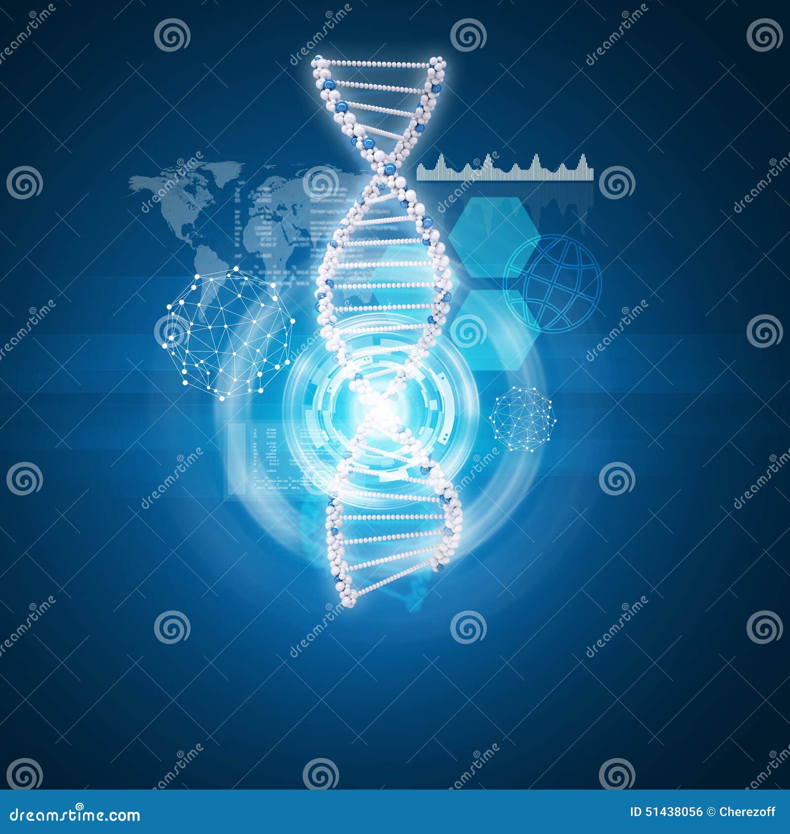Human DNA. Background of Hexagons, World Map Stock Illustration ...