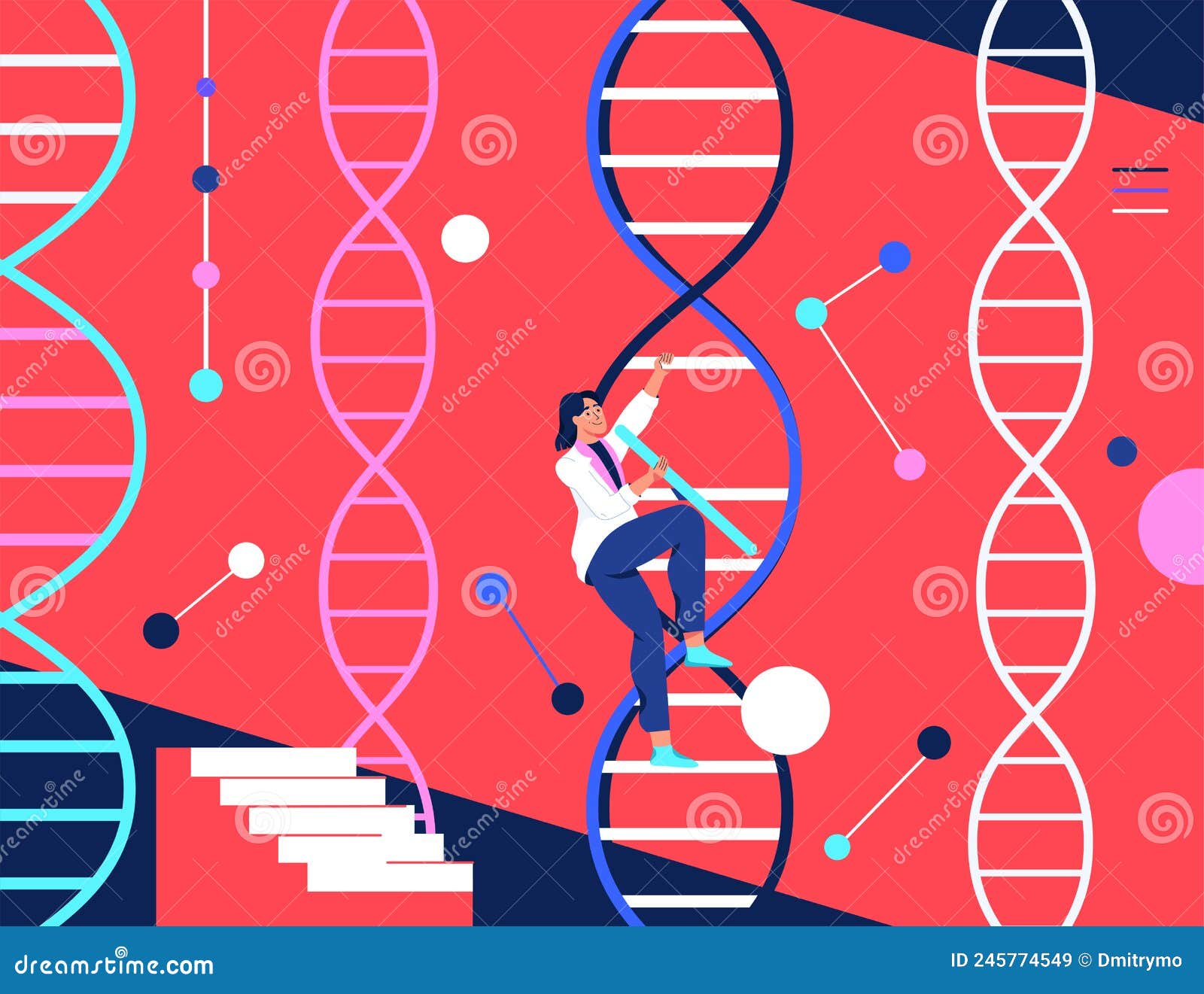 Human DNA, Chromosome Sequence. Character Design. Flat Vector ...