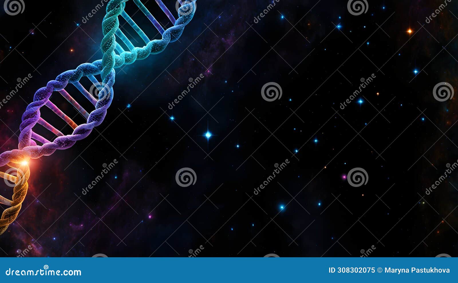 Human DNA, Cosmos with Nebulas and Star Clusters in the Backdrop Stock ...
