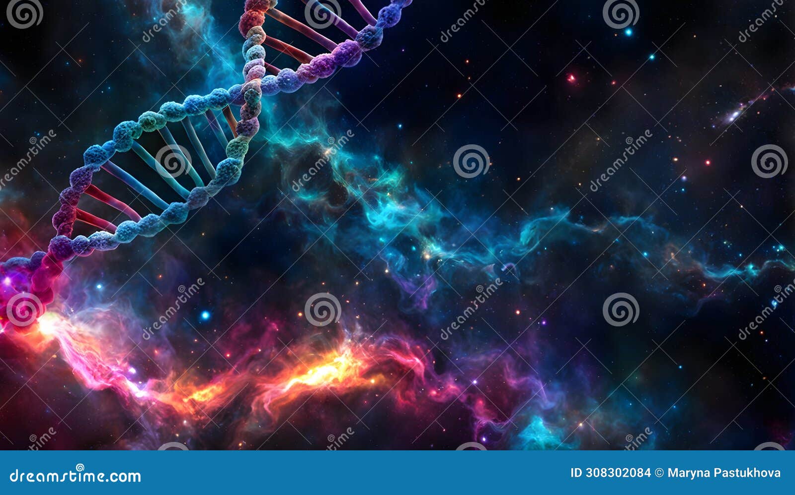 Human DNA, Flowing in Cosmos with Nebulas and Star Clusters in the ...
