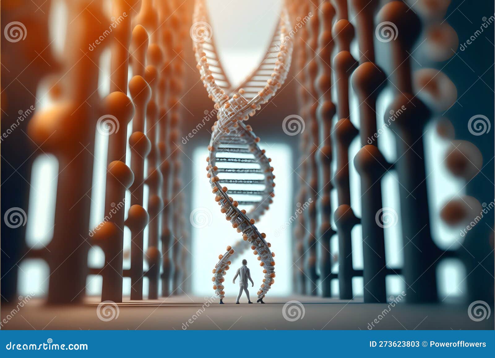 Human and DNA Helix Concept of Modern Evolution Created with Generative ...
