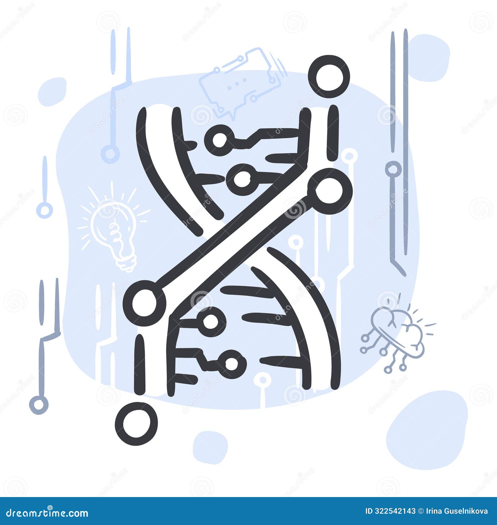Human DNA is Mixed with Computer DNA. Concept of Artificial ...