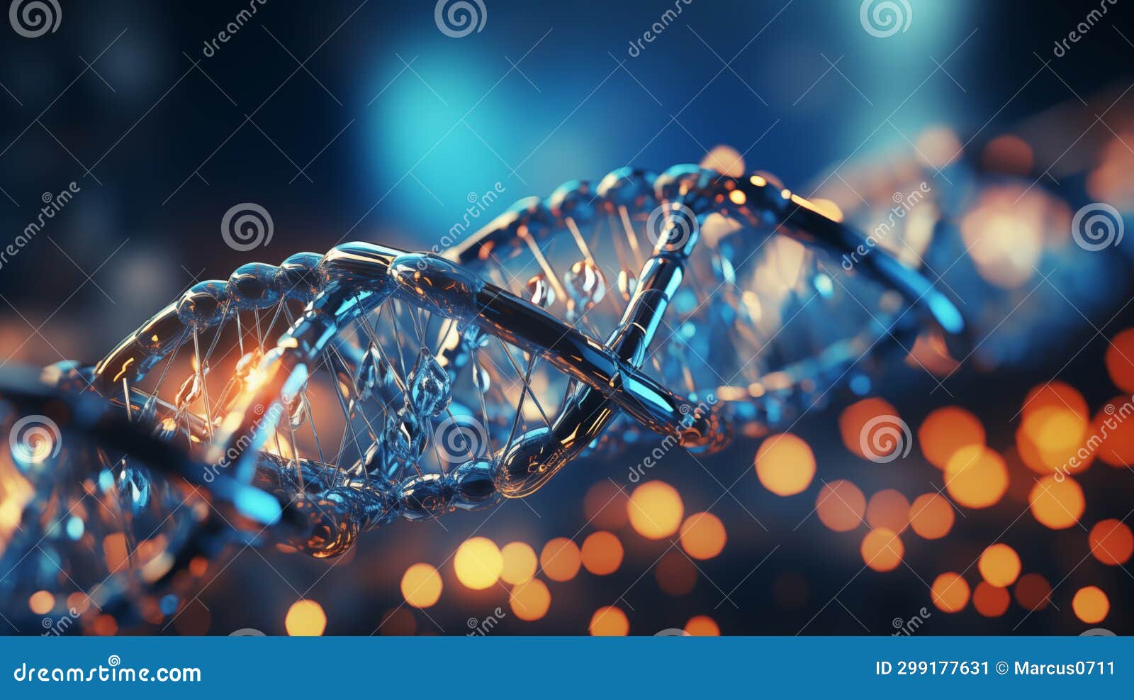 A Human DNA Strand Rotated in Colored Light. Graphic Representation ...