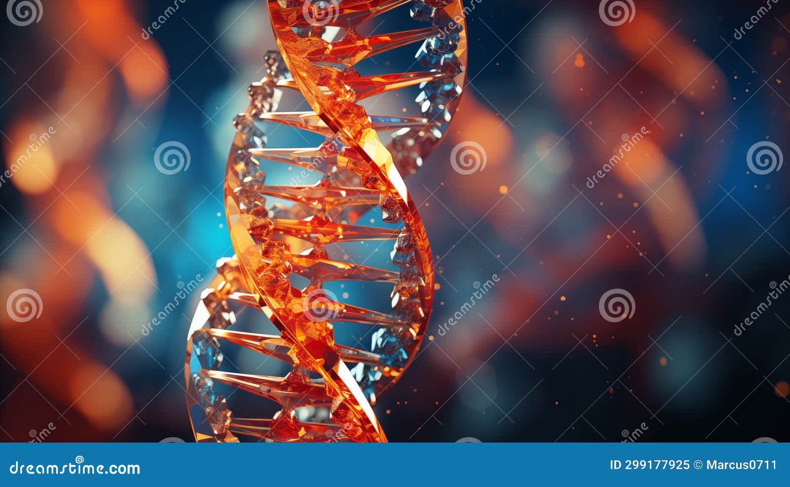 A Human DNA Strand Rotated in Colored Light. Graphic Representation ...