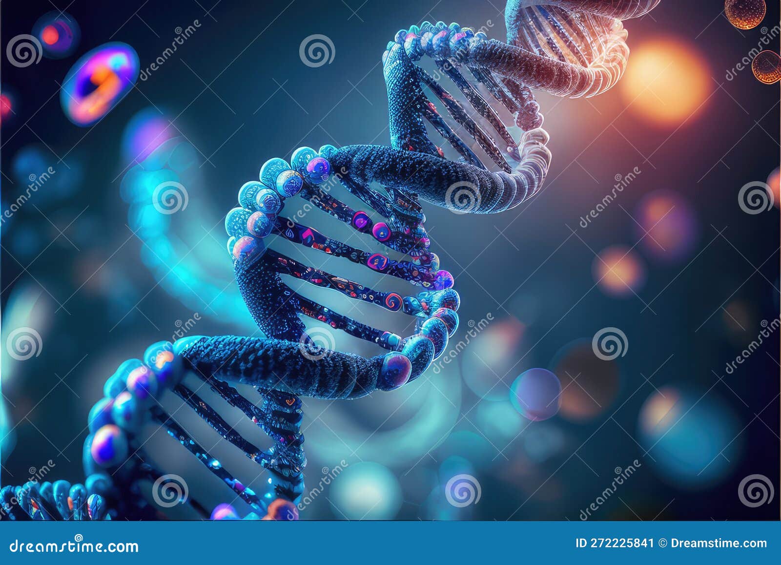 Human DNA Structure with Blue Helix.Generative AI Stock Illustration ...